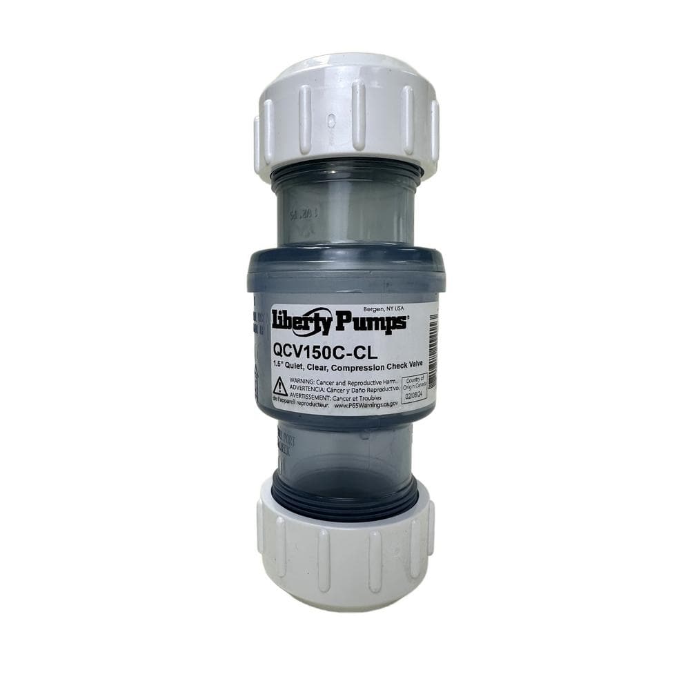 Liberty Pumps 1-1/2 in. Clear Quiet PVC Check Valve QCV150C-CL - The ...