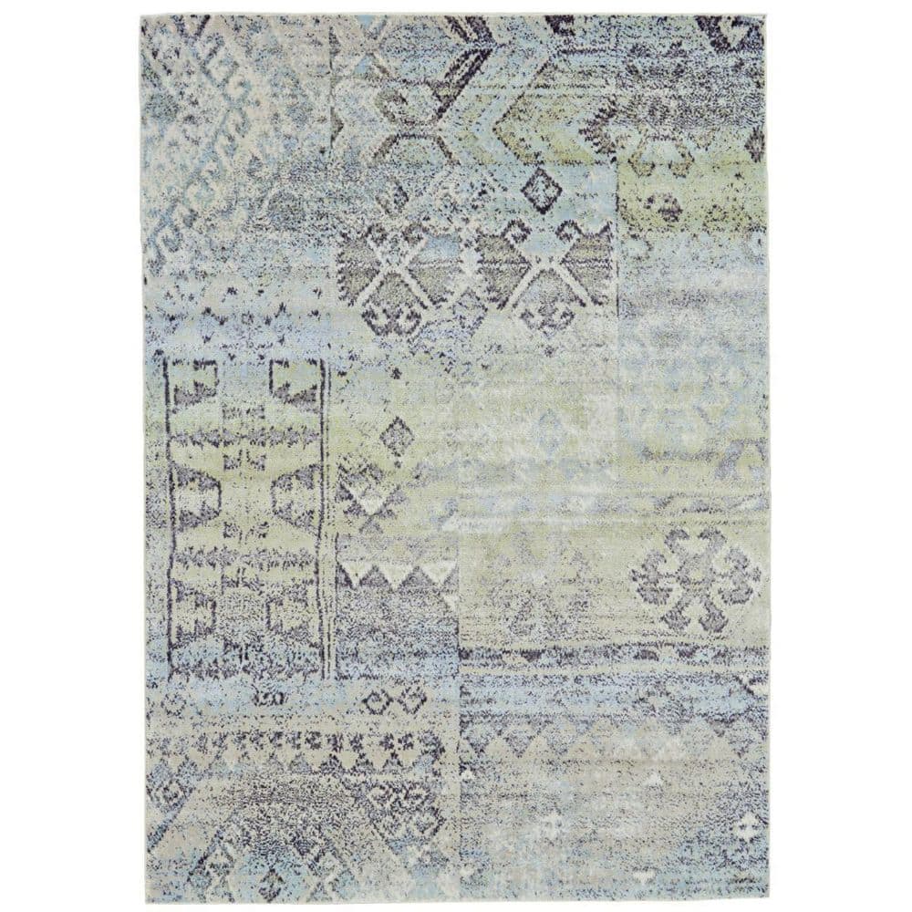 HomeRoots 8 x 11 Green, Gray Abstract Area Rug 2000565710 - The Home Depot