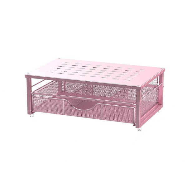 Pink 14.1 in. x 5.9 in. Metal Desk Organizer with Drawer YAQ2MQ - The ...