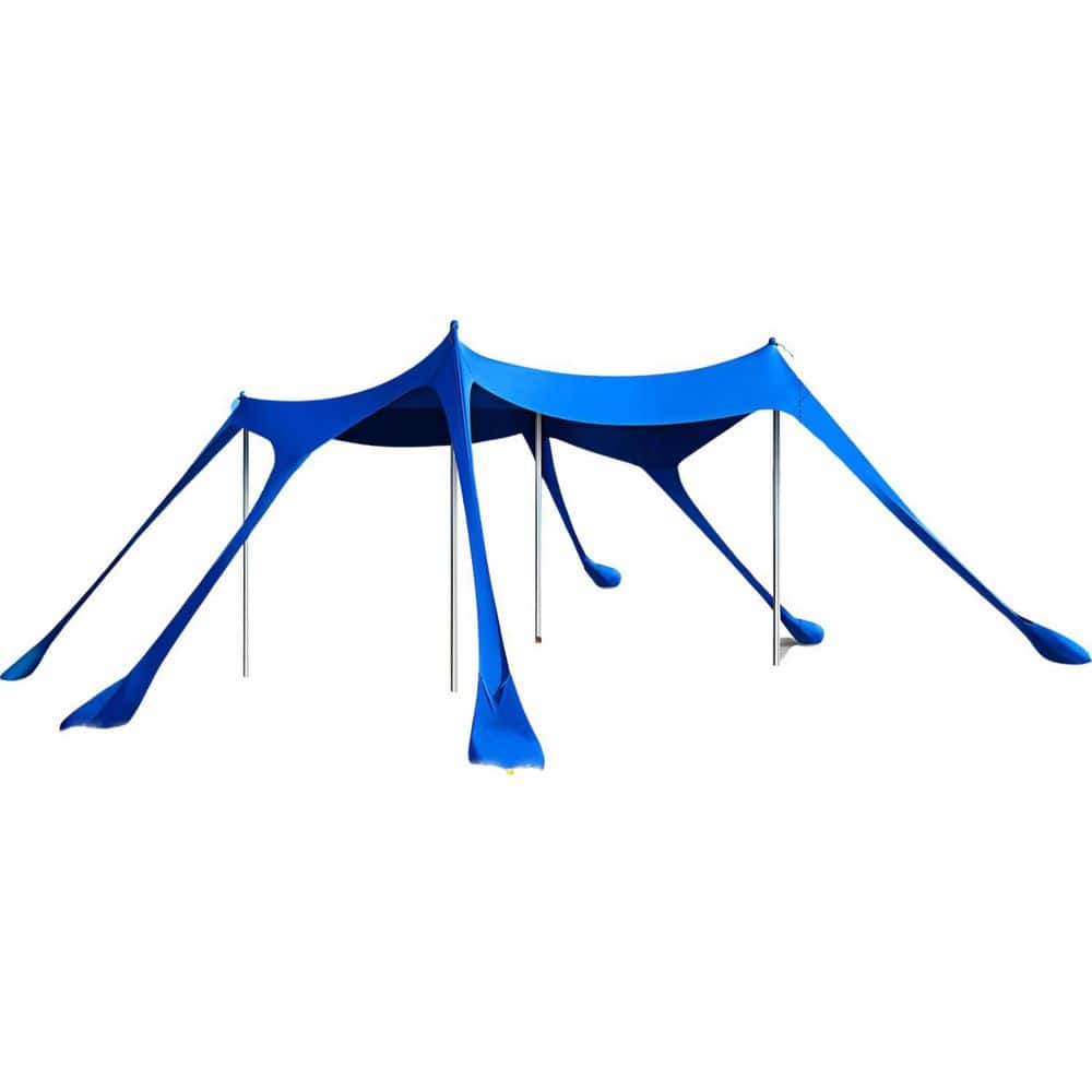 Phewnyzo 10 ft. x 10 ft. Dark Blue Beach Tent with Sandbags and Shovels ...