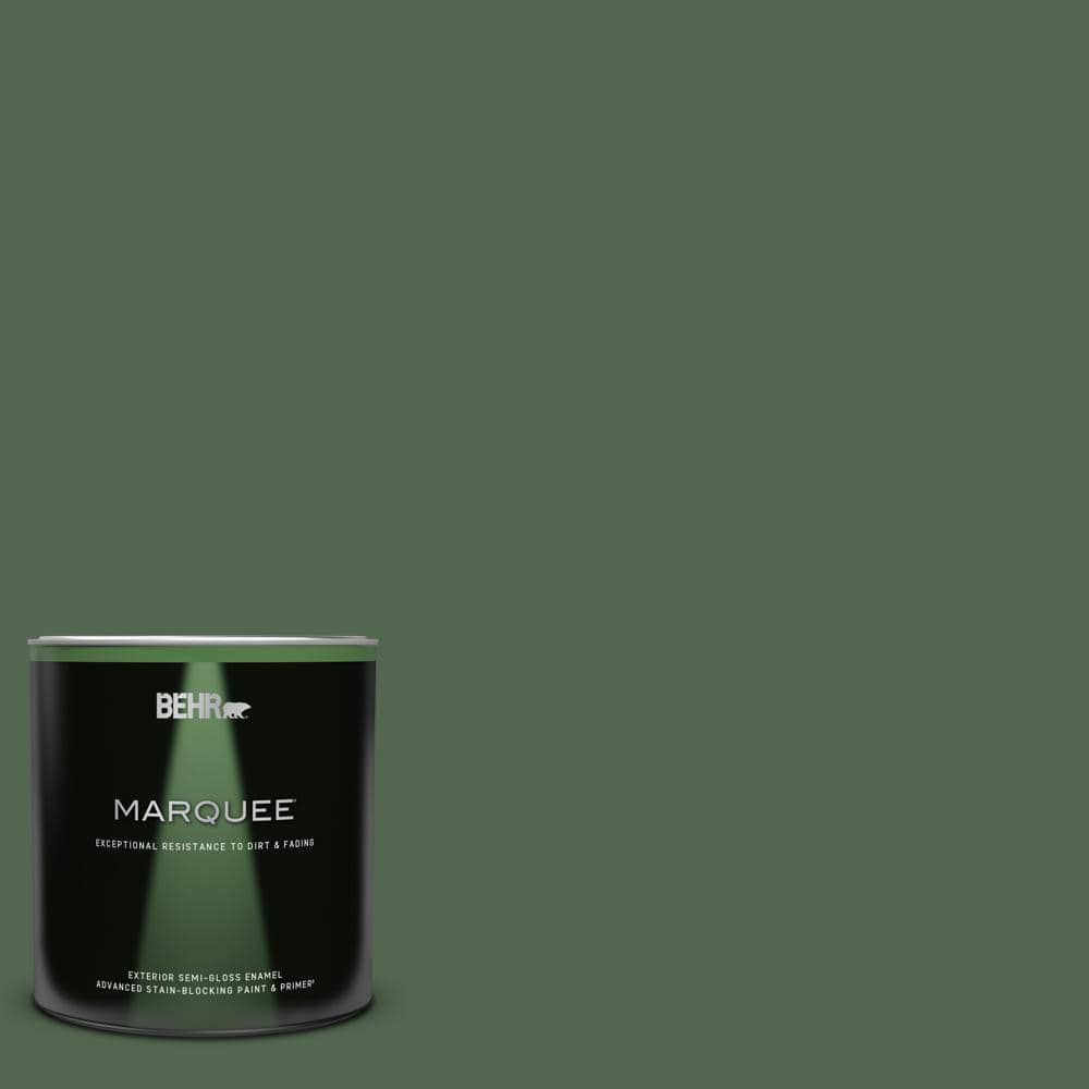 BEHR MARQUEE 1 qt. #S410-7 Equestrian Green Semi-Gloss Enamel Exterior ...