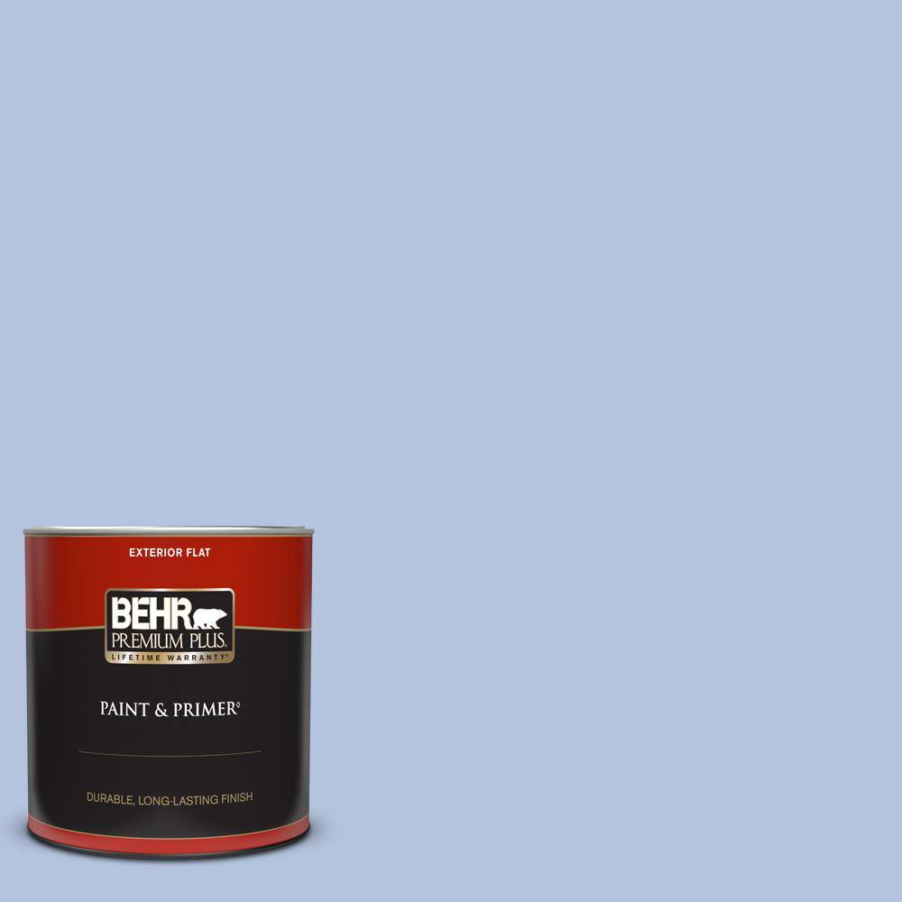 BEHR PREMIUM PLUS 1 qt. #600C-3 Periwinkle Bud Flat Exterior Paint ...