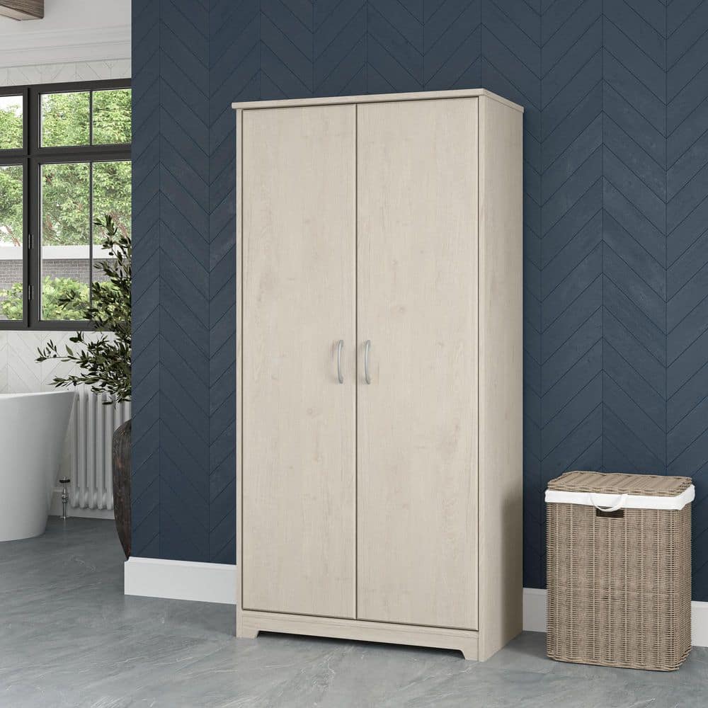 Bush Furniture Cabot Linen White Oak 60.94 in. Accent Storage Cabinet ...