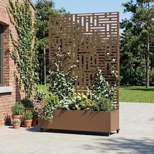 Dovelina 47 in. H x 47 in. W x 16 in. L Metal Brown Rectangle Pots and ...