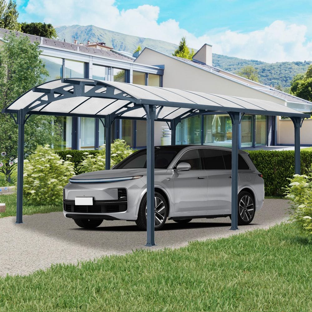 Daheat Outdoor Carport, 12 ft. x 16 ft. x 8 ft. Arch Carport with ...