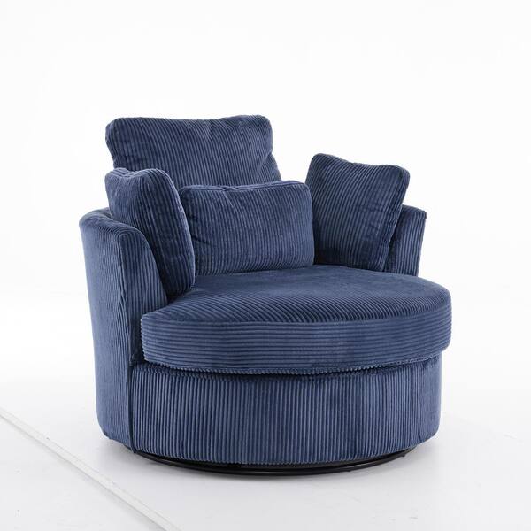 Winado Blue Velvet Accent Chair with Swivel Turntable K1G98000389 - The ...