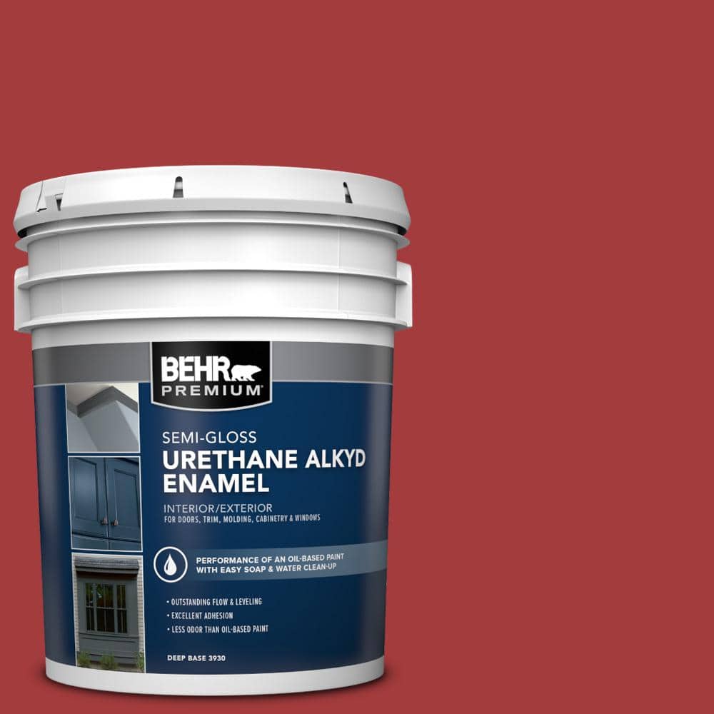 BEHR PREMIUM 5 gal. #PFC-03 Red Baron Urethane Alkyd Semi-Gloss Enamel ...