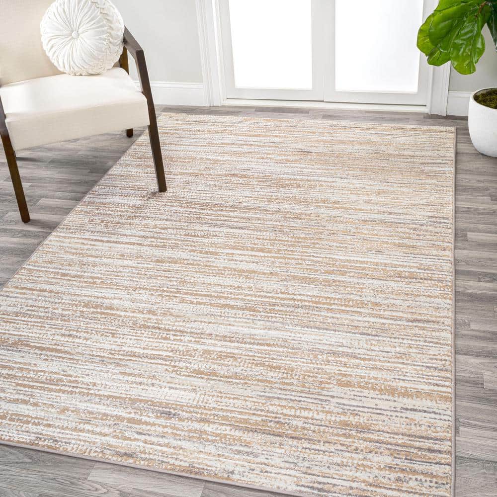 JONATHAN Y Loom Modern Strie Beige/Gray 8 ft. x 10 ft. Area Rug SOR200D ...