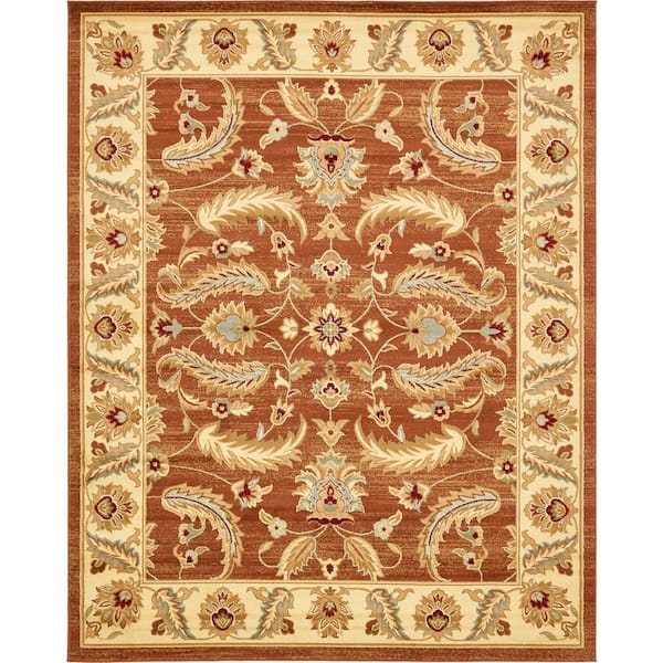 Unique Loom Voyage Hickory Brick Red 8' 0 x 10' 0 Area Rug 3132976 ...