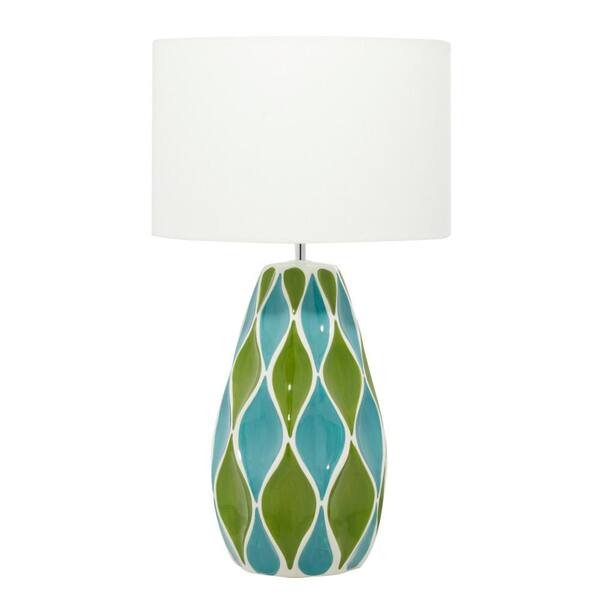 Litton Lane 27 in. Green Ceramic Table Lamp 60788 - The Home Depot