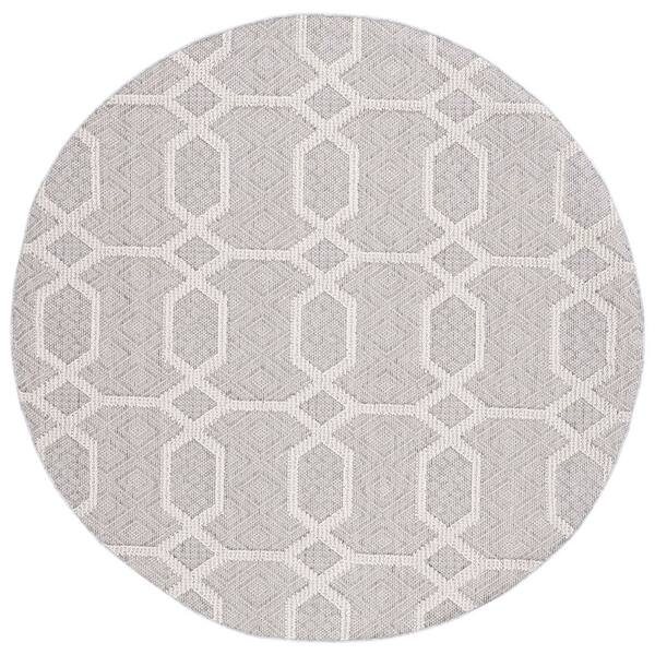 SAFAVIEH Global Gray/Ivory 7 ft. x 7 ft. High-Low Geometric Modern ...