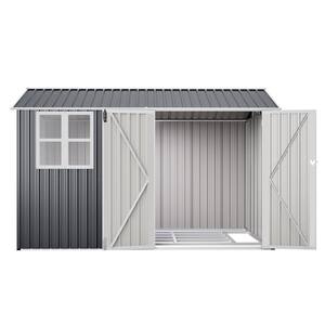 LATTOY 10 ft. W x 10 ft. D Outdoor Storage Metal Garden Tool Shed for ...