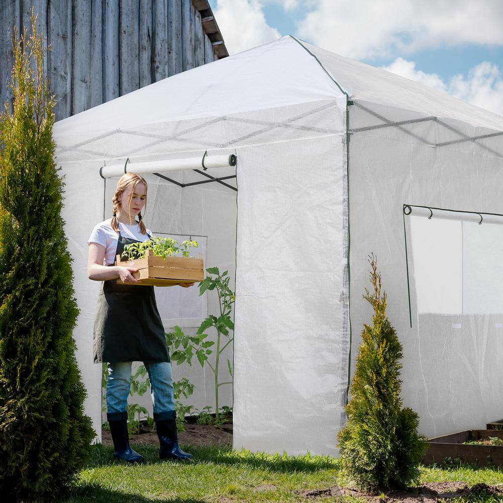 EAGLE PEAK 10 ft. W x 10 ft. D Portable Walk-In Pop-Up Gardening ...
