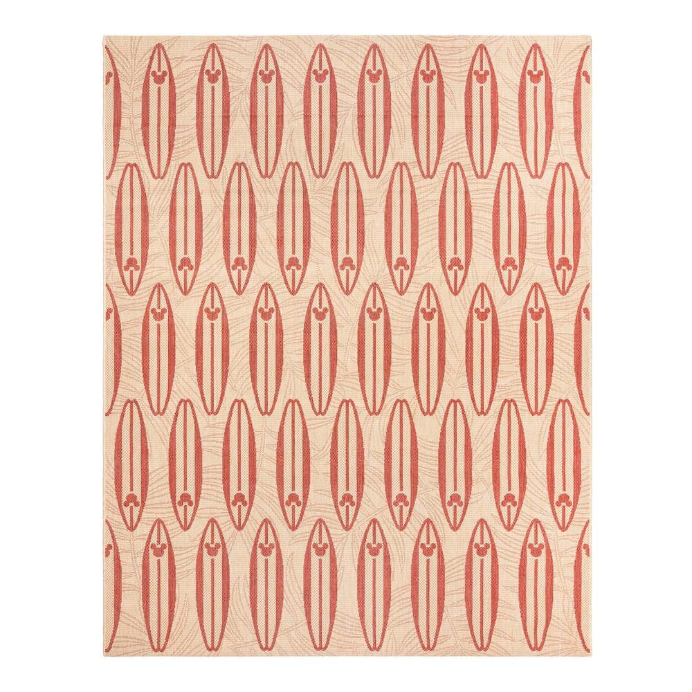 Disney Mickey Mouse Surfboard Sand/Red 5 ft. x 7 ft. Geometric/Animal ...