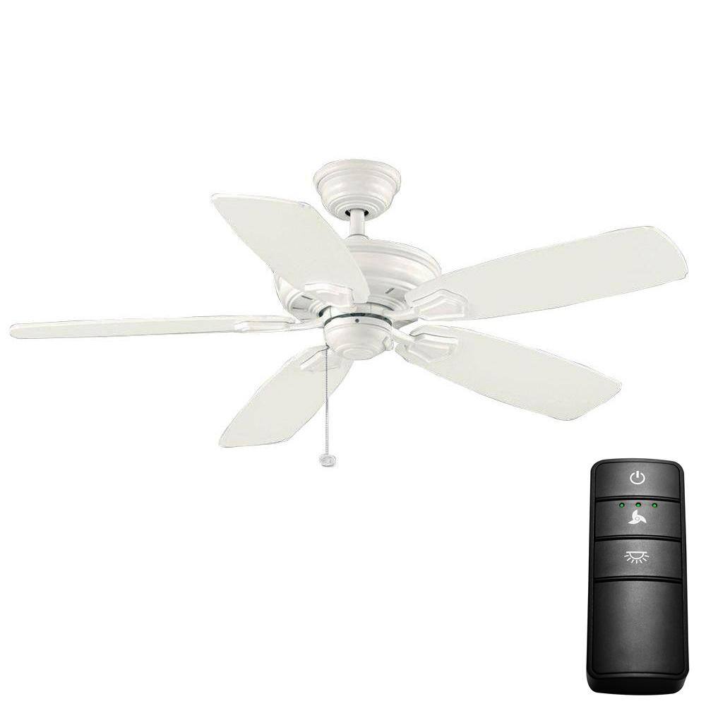 Hampton Bay Heirloom 52 in. Indoor/Outdoor Matte White Ceiling Fan with ...