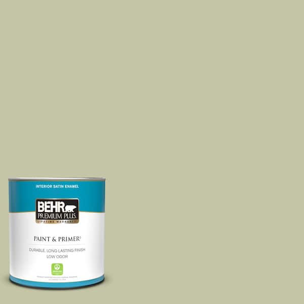 BEHR PREMIUM PLUS 1 qt. #S360-3 Balance Green Satin Enamel Low Odor ...