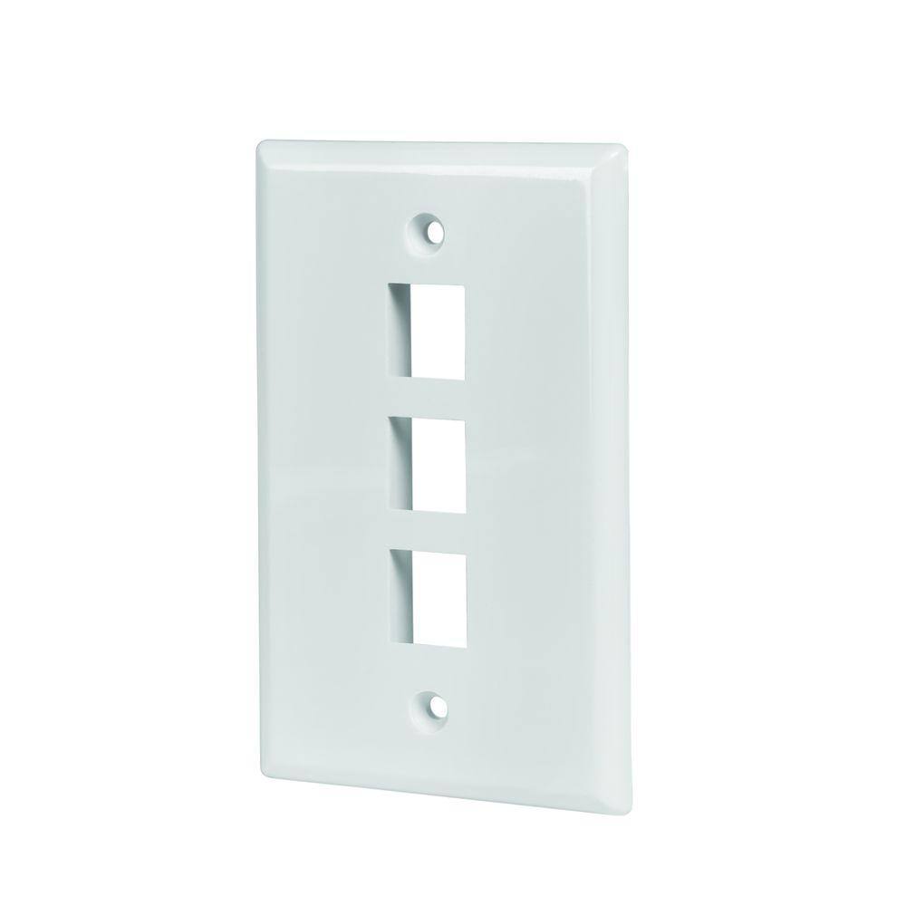 CE TECH 3-Port Wall Plate, White 5003-WH - The Home Depot