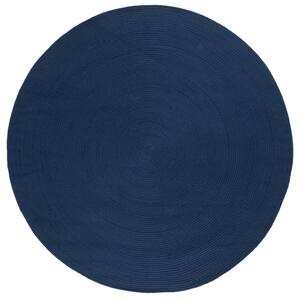 SAFAVIEH Braided Navy 4 ft. x 4 ft. Abstract Round Area Rug BRD402N-4R ...