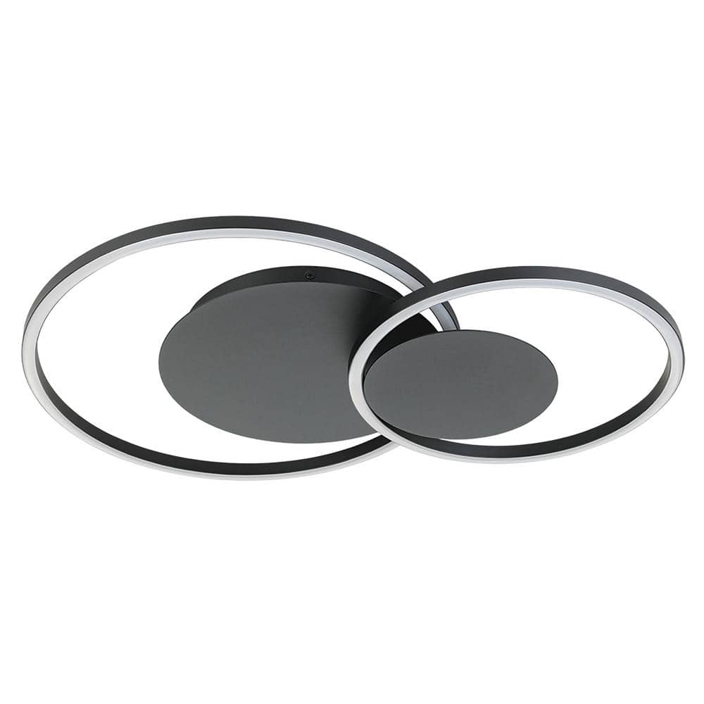 Eglo Palma 15.75 in. W x 2 in. H 2-Light Structured Black LED Semi ...