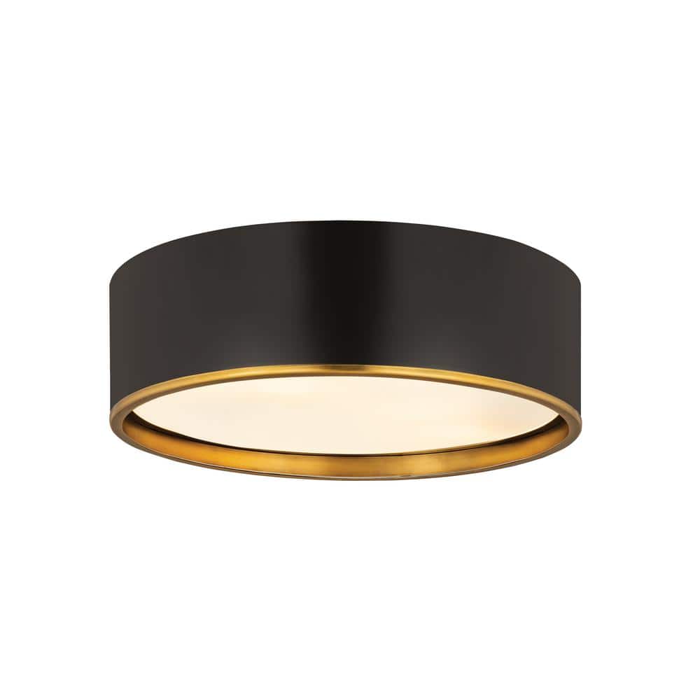 Arlo 20.25 in. 4-Light Matte Black Plus Rubbed Brass Flush Mount 2303F4-MB-RB - The Home Depot