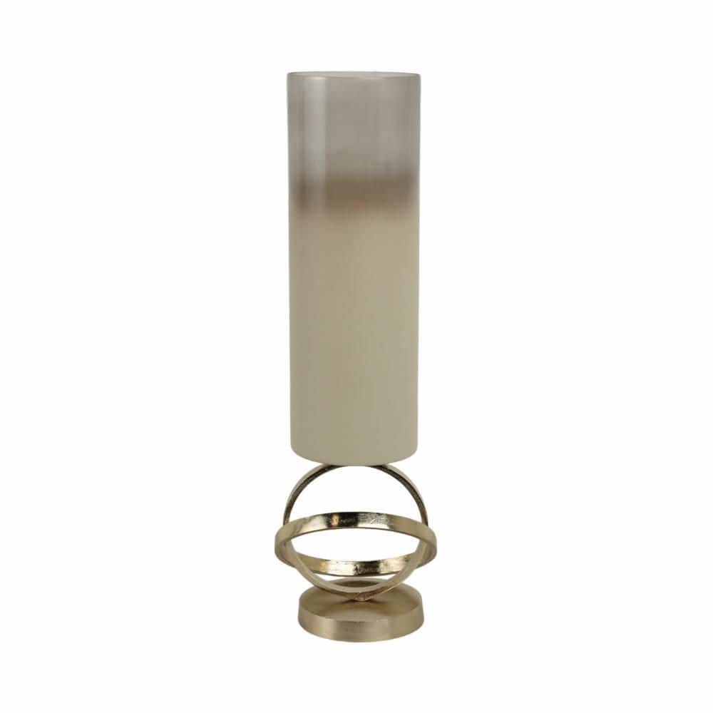 Liv & Skye White 18 in. Glass and Metal Hurricane Candle Holder with ...