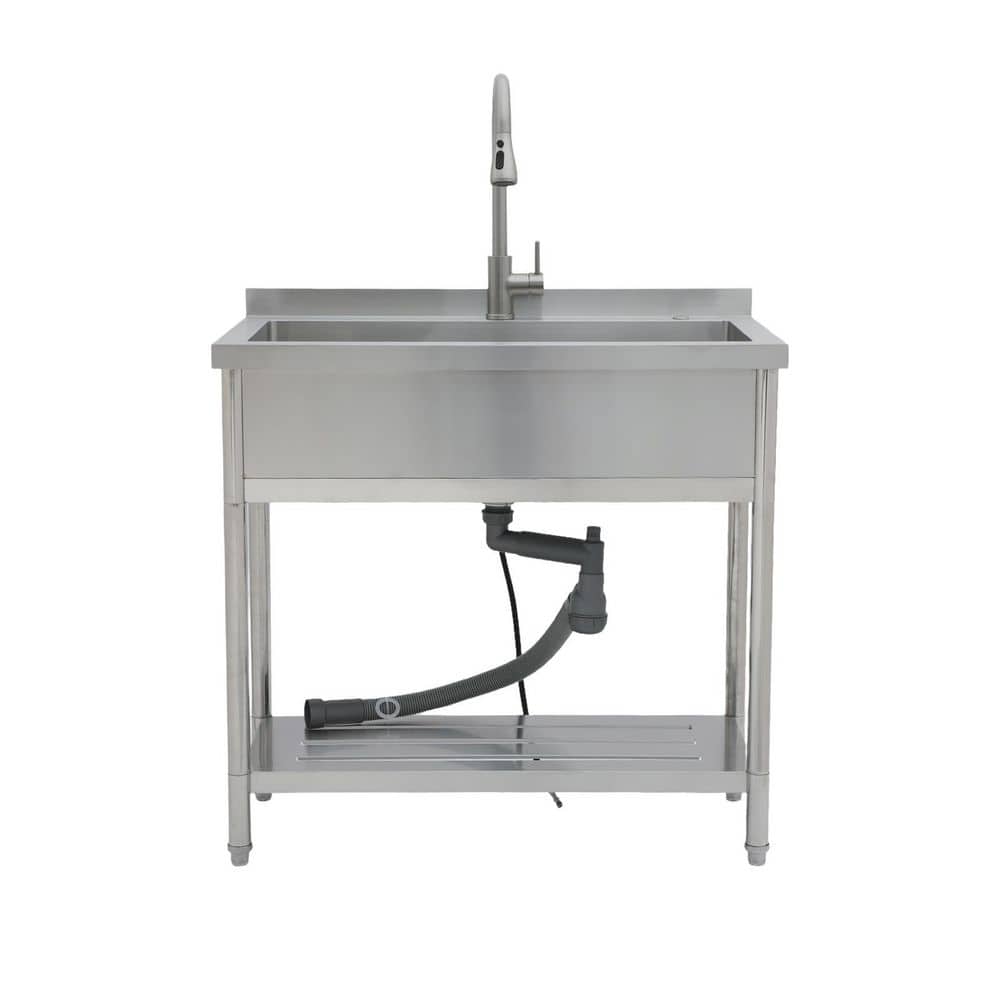 Sarlai 36 in. L x 21 in. W Freestanding Stainless Steel 1-Compartment ...