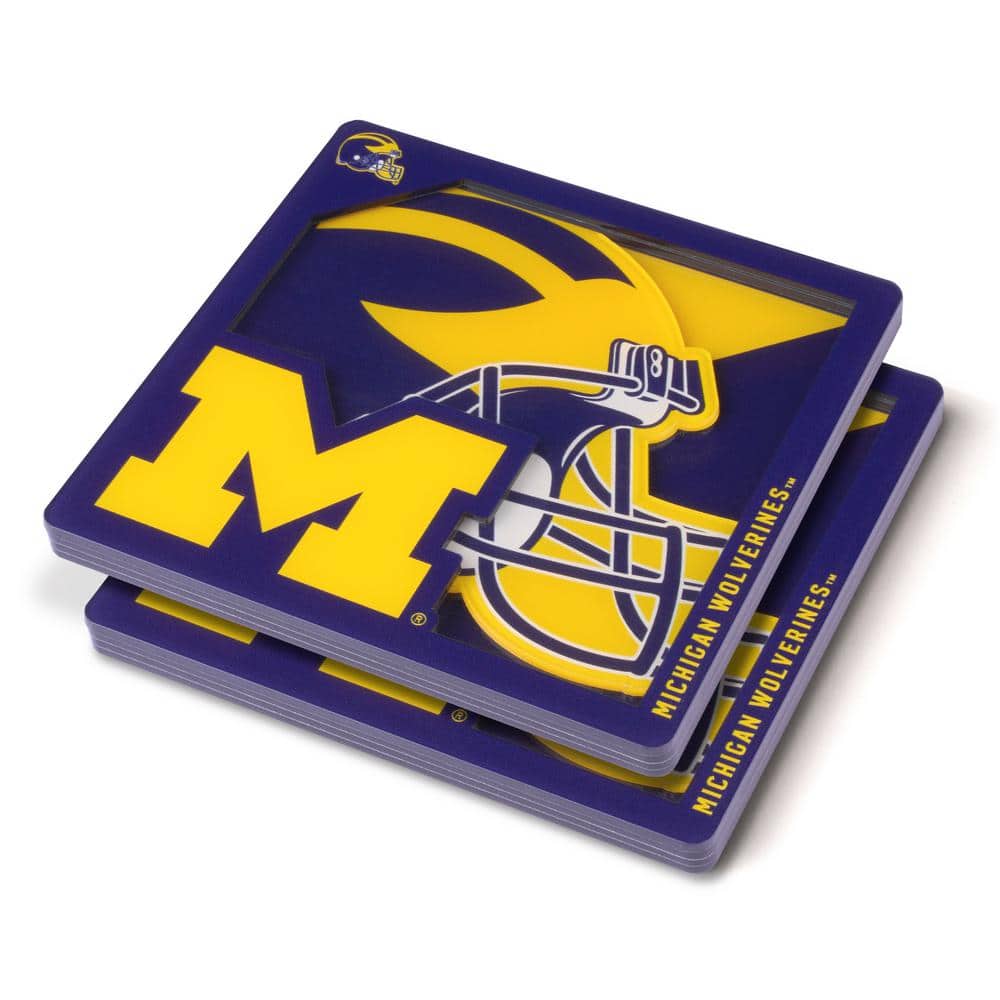YouTheFan NCAA Michigan Wolverines 3D Logo 2-Piece Assorted Colors Acrylic Coasters 8499399 ...