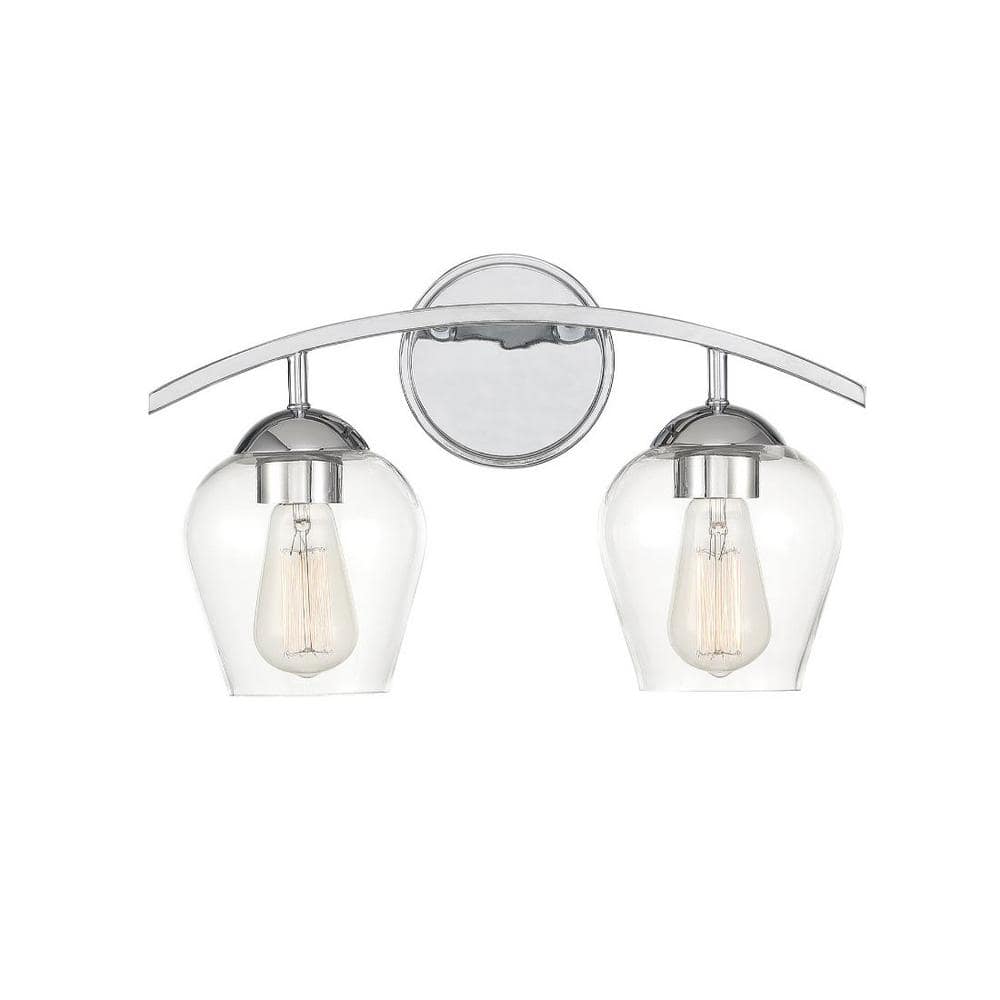 TUXEDO PARK LIGHTING 16 in. W x 9.87 in. H 2-Light Chrome Bathroom ...