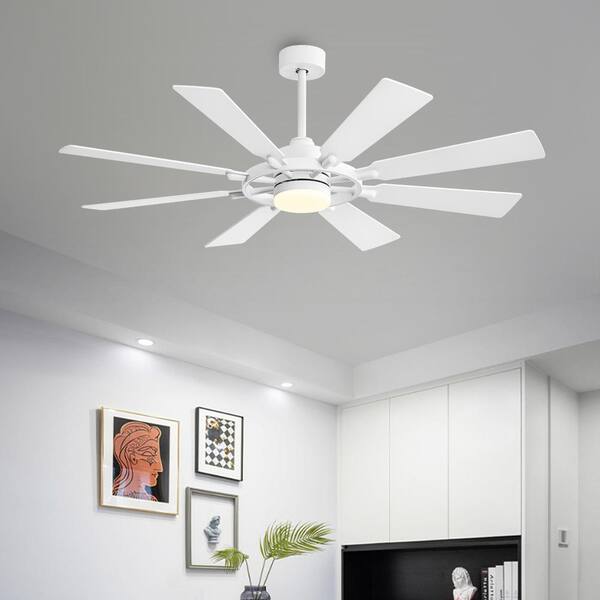 WINGBO 60 in. 8 Blades LED Indoor White Ceiling Fan with Remote WBCF ...