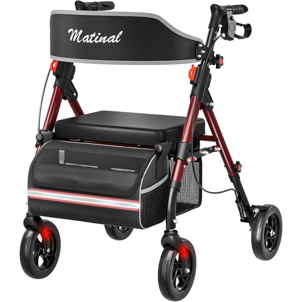 Foldable Rollator Walker with Seat for Seniors, 350 lbs. Capacity ...