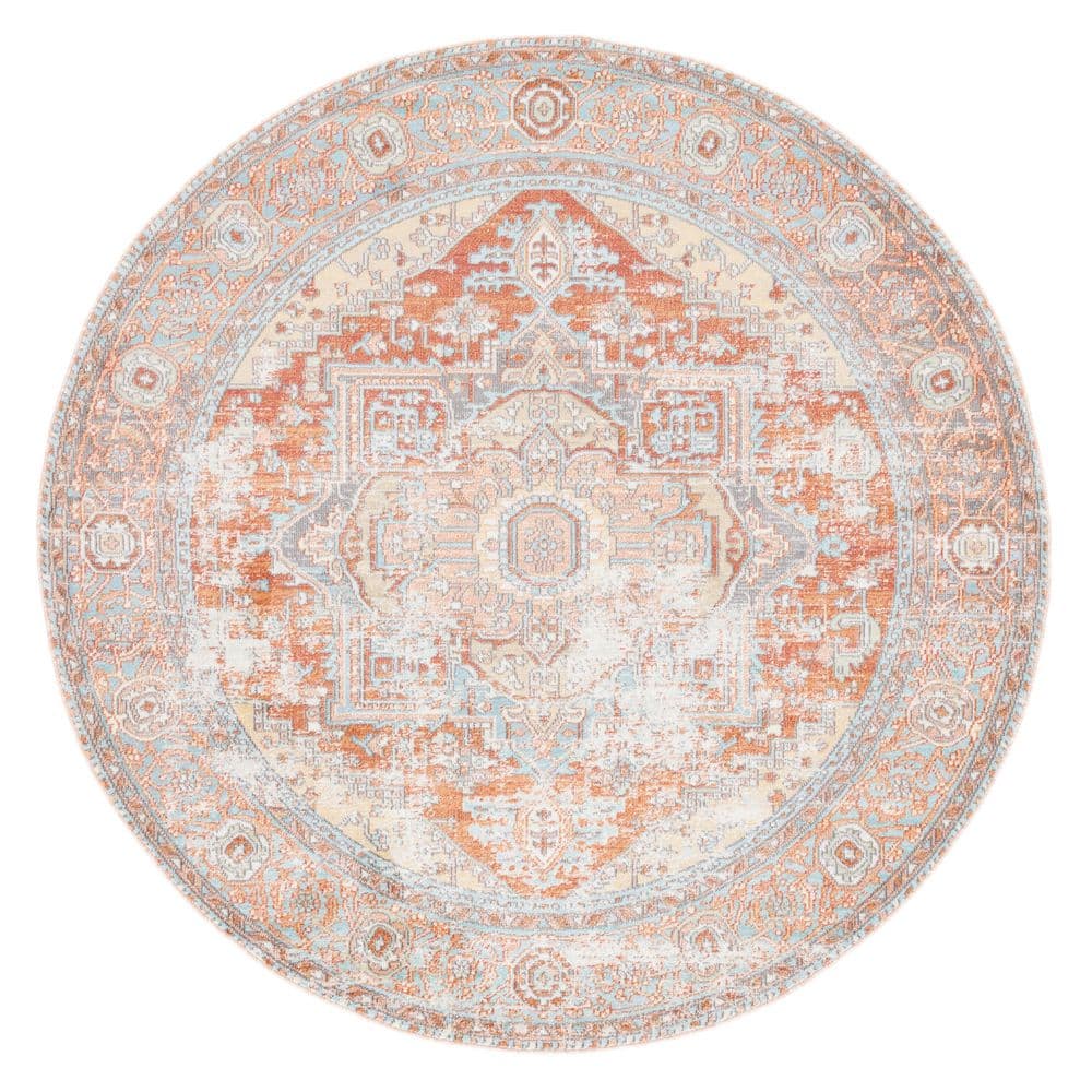 SAFAVIEH Aria 7 ft. x 7 ft. Rust/Taupe Garden Medallion Round Area Rug ...