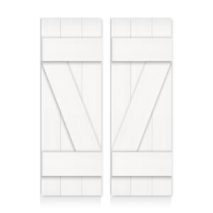 CALHOME 19 in. x 42 in. Pine Wood Closed Board and Batten Z Shutters ...