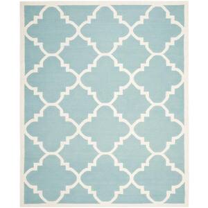 SAFAVIEH Dhurries Light Blue/Dark Blue 9 ft. x 12 ft. Geometric Area ...