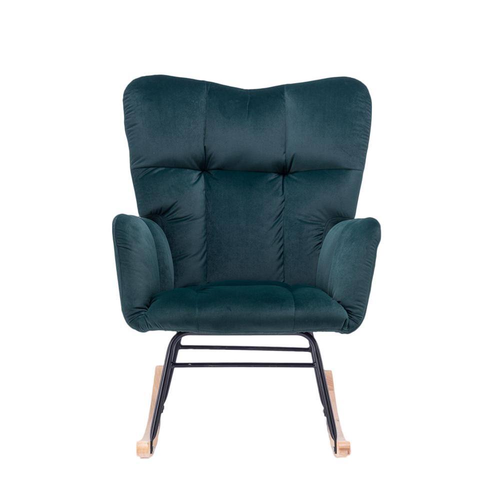 Green Velvet Tufted Upholstered Rocking Chair S52737354 - The Home Depot