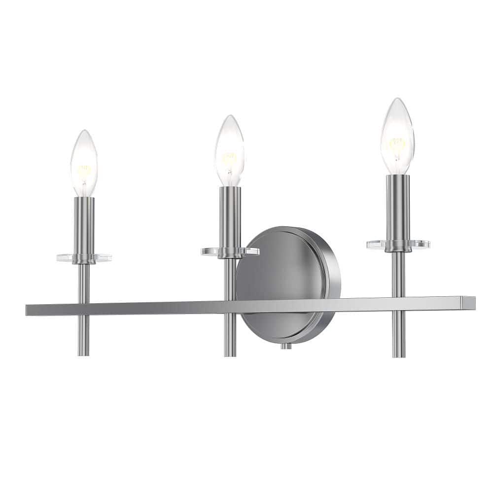 LumLight Sapello 22 in. Plug and Play 3-Light Brushed Nickel Vanity ...