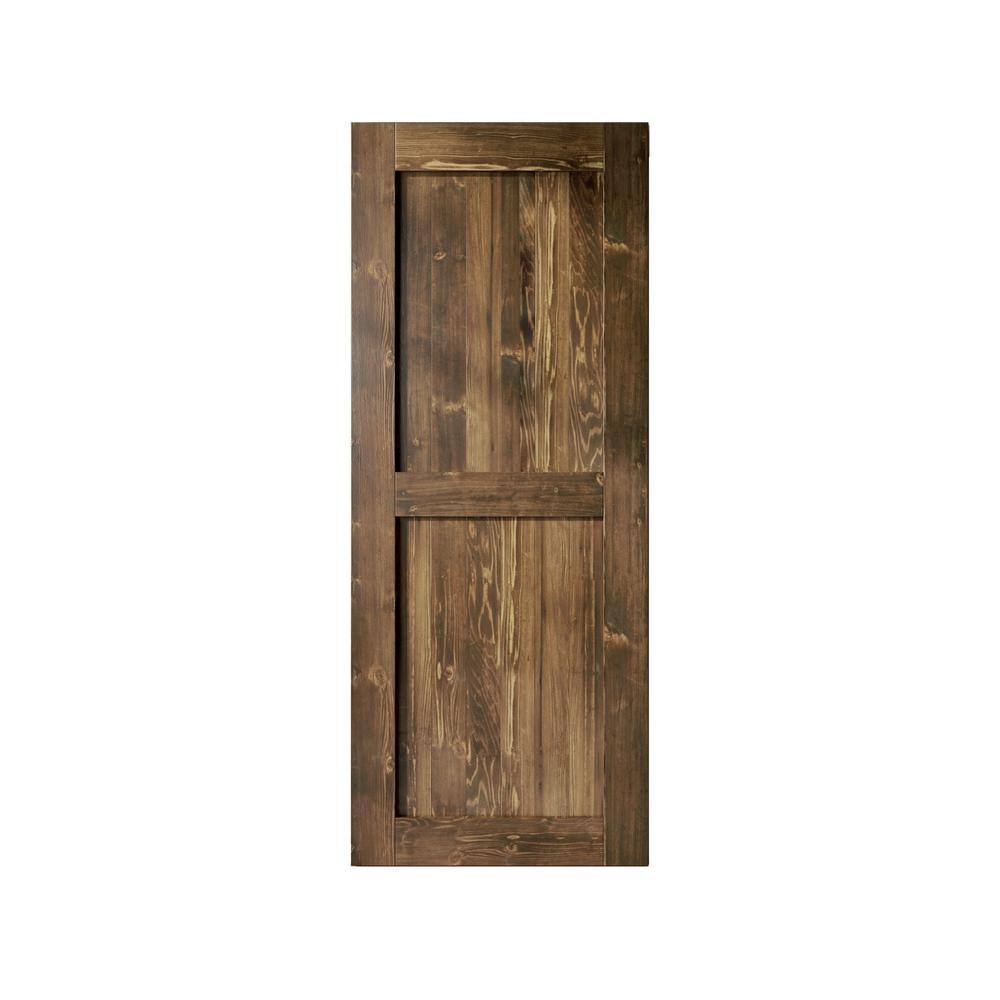 HOMACER 36 in. x 84 in. H-Frame Walnut Solid Natural Pine Wood Panel ...