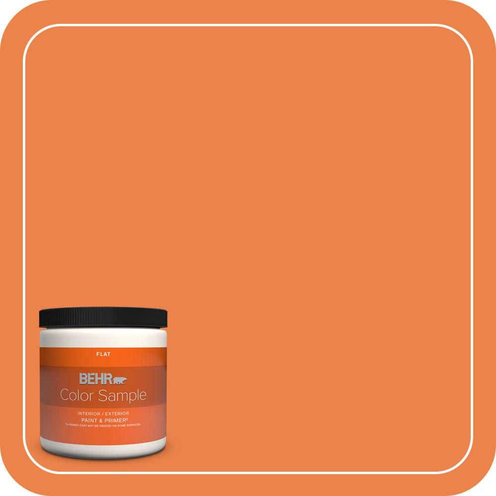 BEHR PREMIUM PLUS 8 oz. #240B-6 Orange Zest Flat Interior/Exterior ...