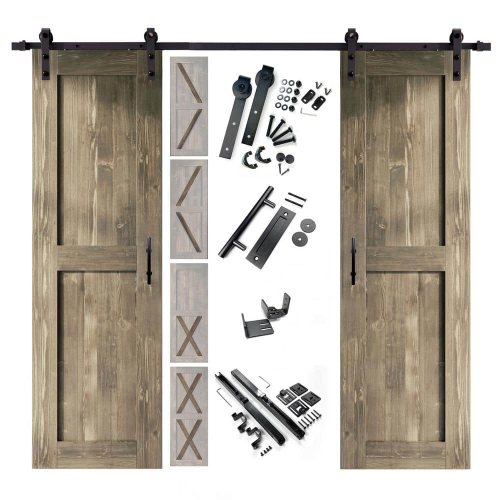 HOMACER 28 in. x 80 in. 5-in-1 Design Classic Gray Double Pine Wood ...