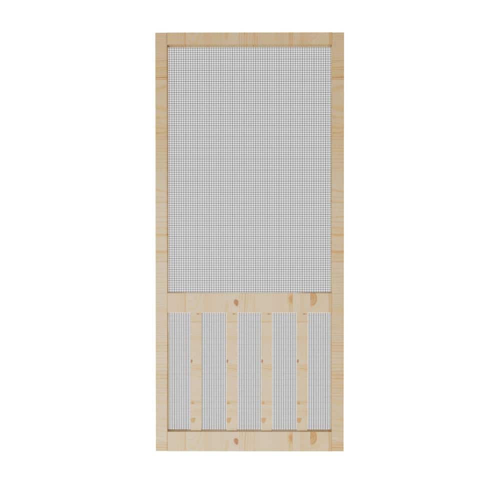 ARK DESIGN 32 in. x 80 in. Universal Unfinished Pine 5-Bar Screen Door ...