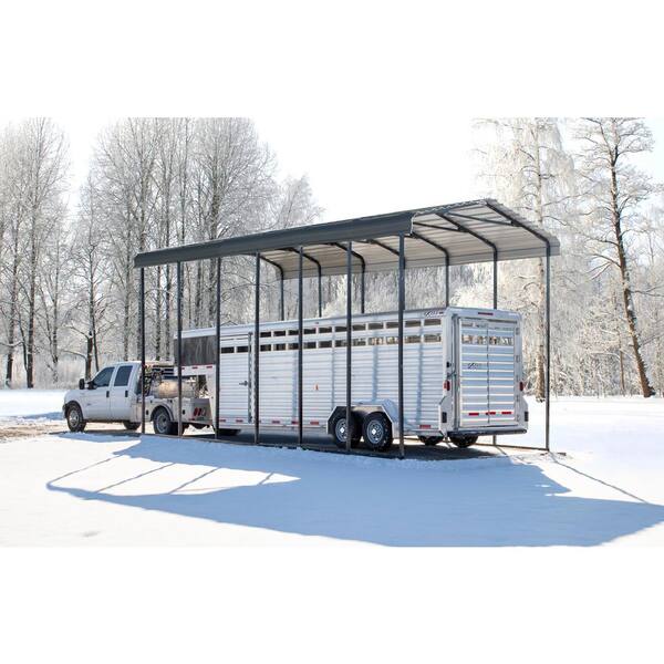 Arrow 14 ft. W x 29 ft. D Galvanized Steel Charcoal Finish RV Carport ...
