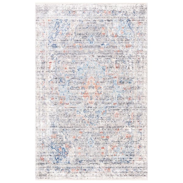 SAFAVIEH Dream Gray/Multi 3 ft. x 4 ft. Distressed Border Area Rug ...