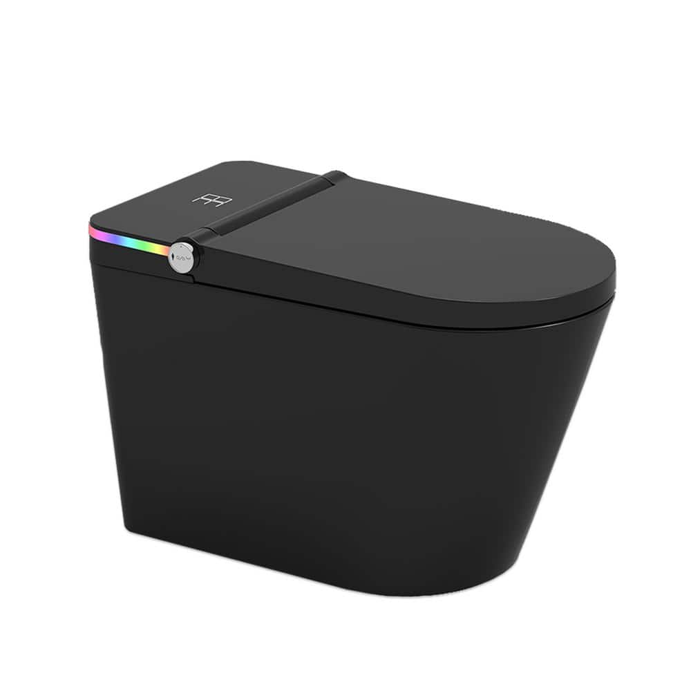 CATALINA Auto Open Close Lid Elongated Bidet Toilet in Matte Black with Night Light Heated Seat ...