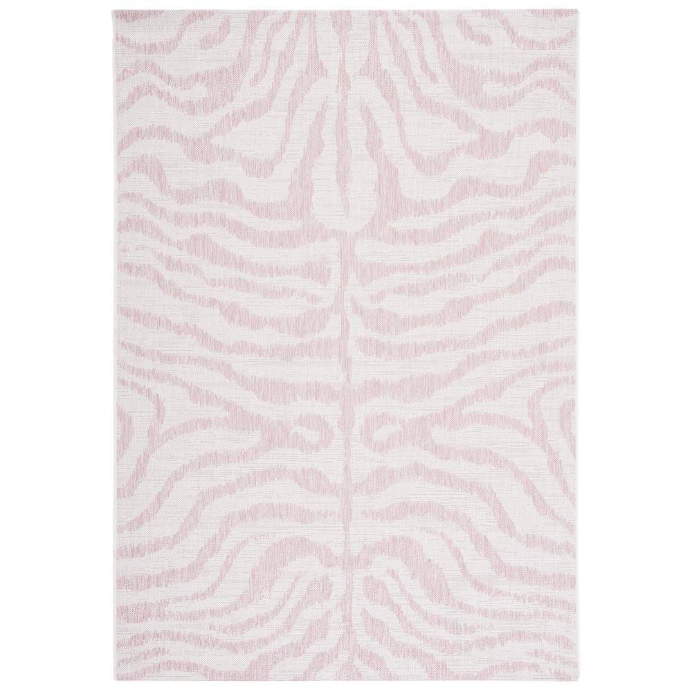 SAFAVIEH Courtyard Ivory/Pink Doormat 2 ft. x 4 ft. Zebra Indoor ...