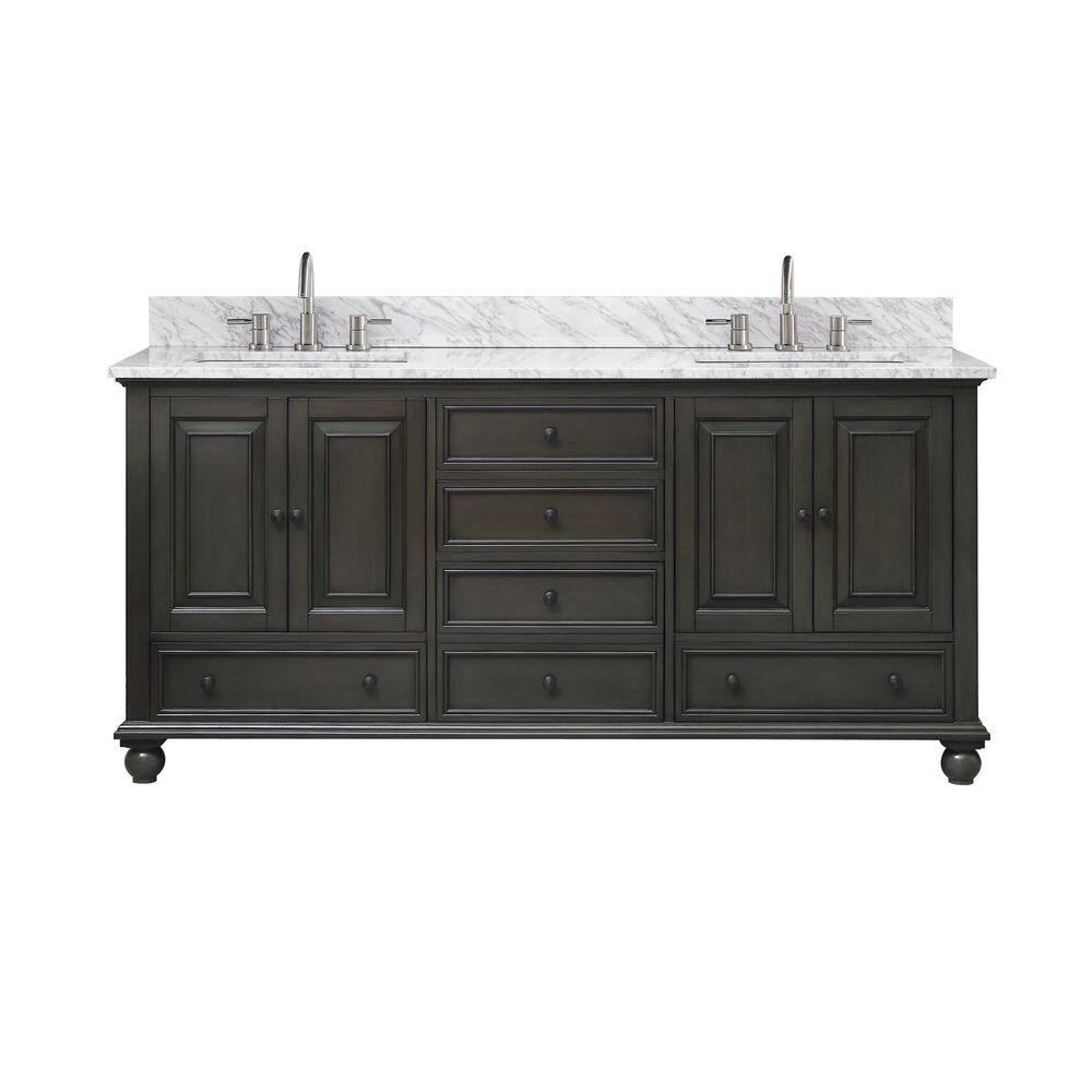 Avanity Thompson 73 in. Double Sink Charcoal Glaze Bath Vanity with ...