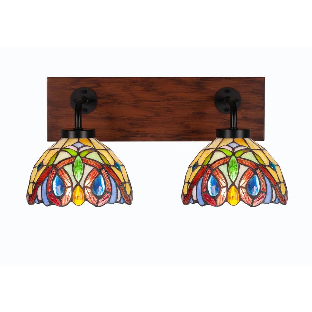 Kirby 17.75 in. 2-Light Matte Black and Painted Wood-look Metal Vanity ...