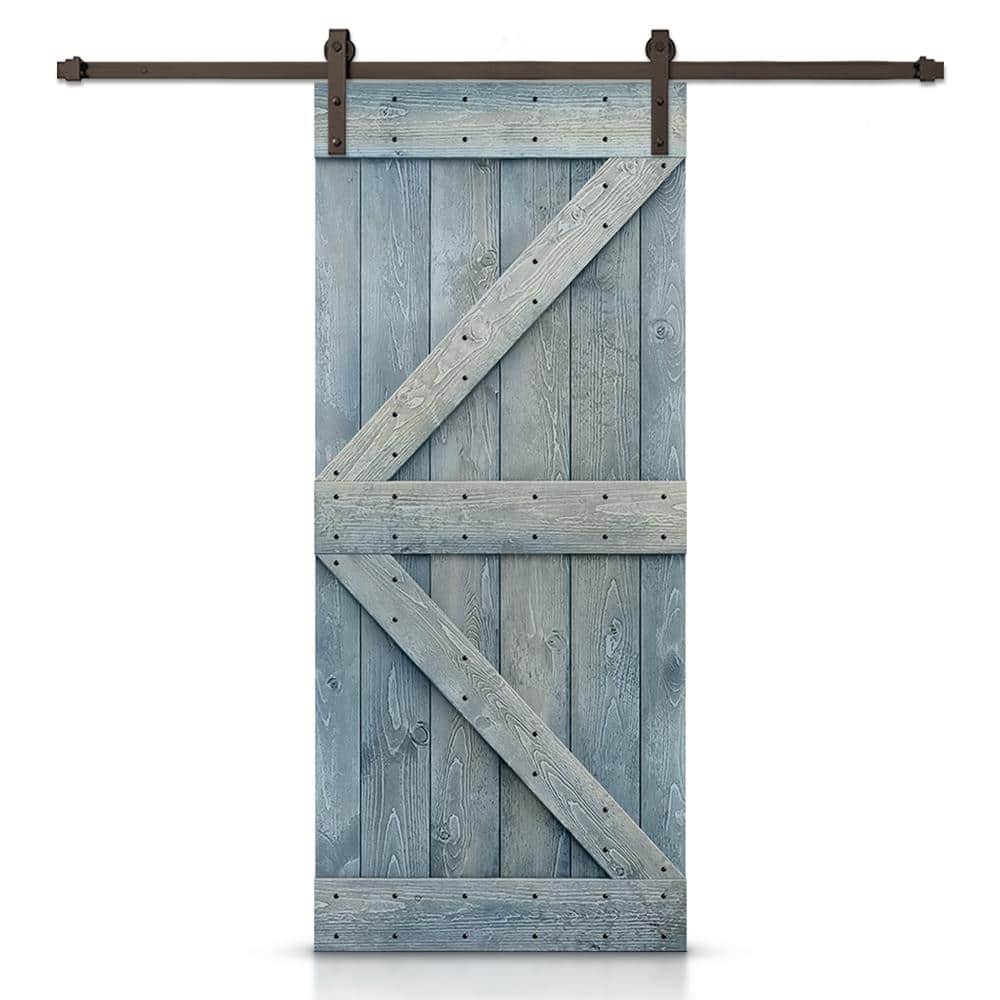 CALHOME K Series 42 in. x 84 in. Solid Denim Blue Stained DIY Pine Wood ...