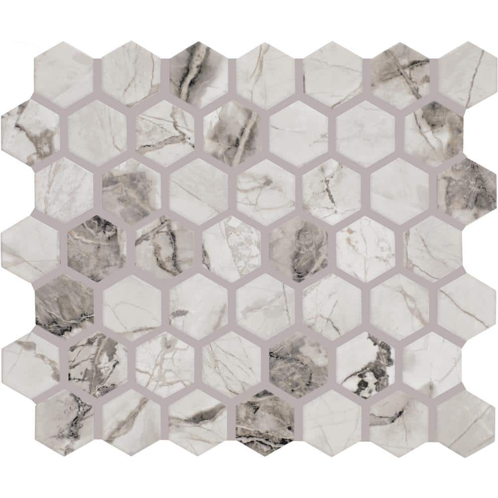 Daltile Renner Marble Ash 2-1/2 in. x 3 in. Matte Ceramic Hexagon ...