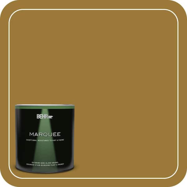 BEHR MARQUEE 1 qt. #M300-7A Retro Gold Semi-Gloss Enamel Exterior Paint ...