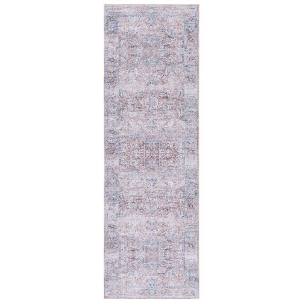 SAFAVIEH Tucson Rust/Beige 3 ft. x 8 ft. Machine Washable Border ...