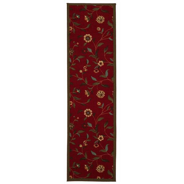 Ottomanson Basics Collection Non-Slip Rubberback Floral Leaves 2x5 ...